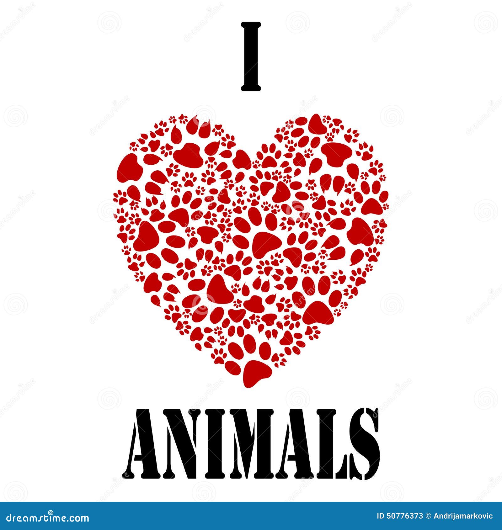 Ik houd van dieren vector illustratie. Illustration of kleur - 50776373