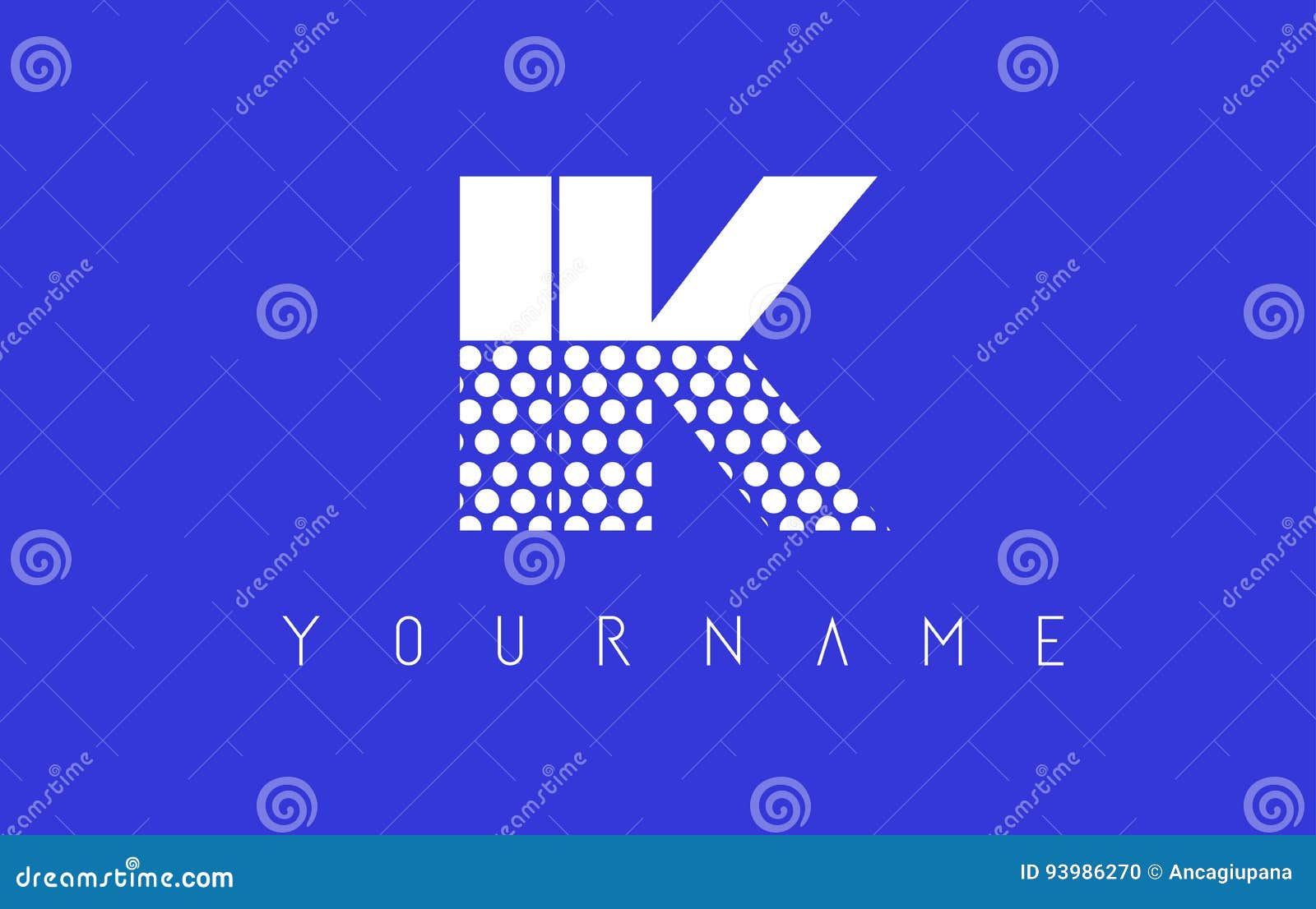 IK I K Dotted Letter Logo Design with Blue Background. Stock Vector ...