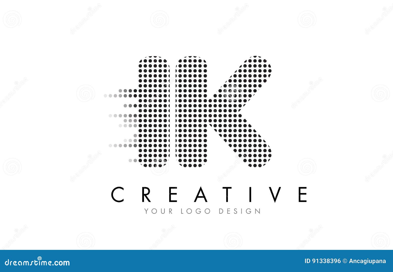 IK I K Letter Logo with Black Dots and Trails. Stock Vector ...