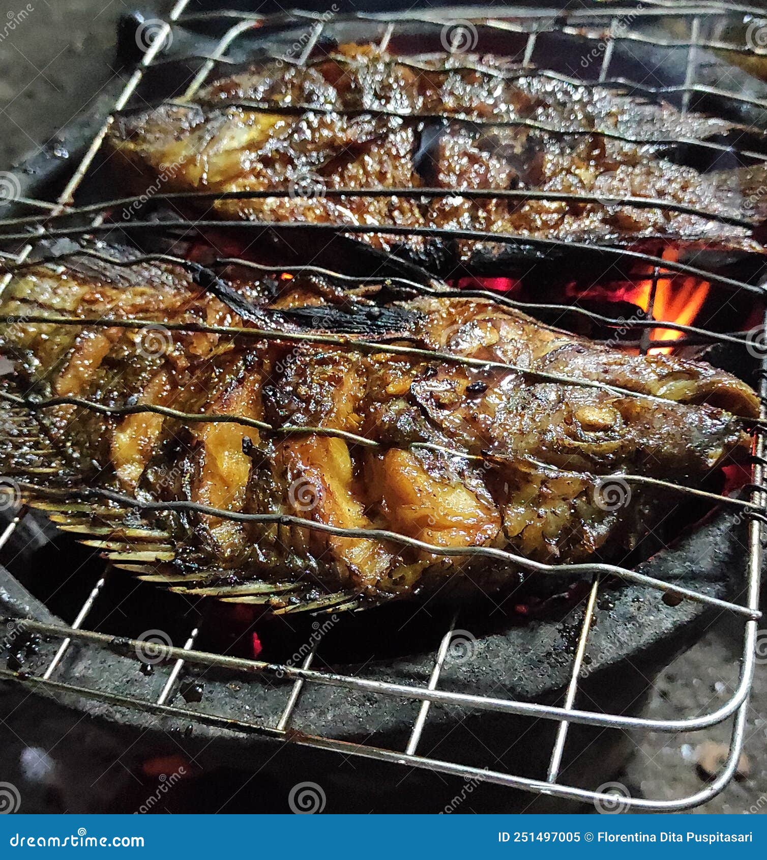 Ikan bakar fish on grill stock image. Image of delicious - 251497005