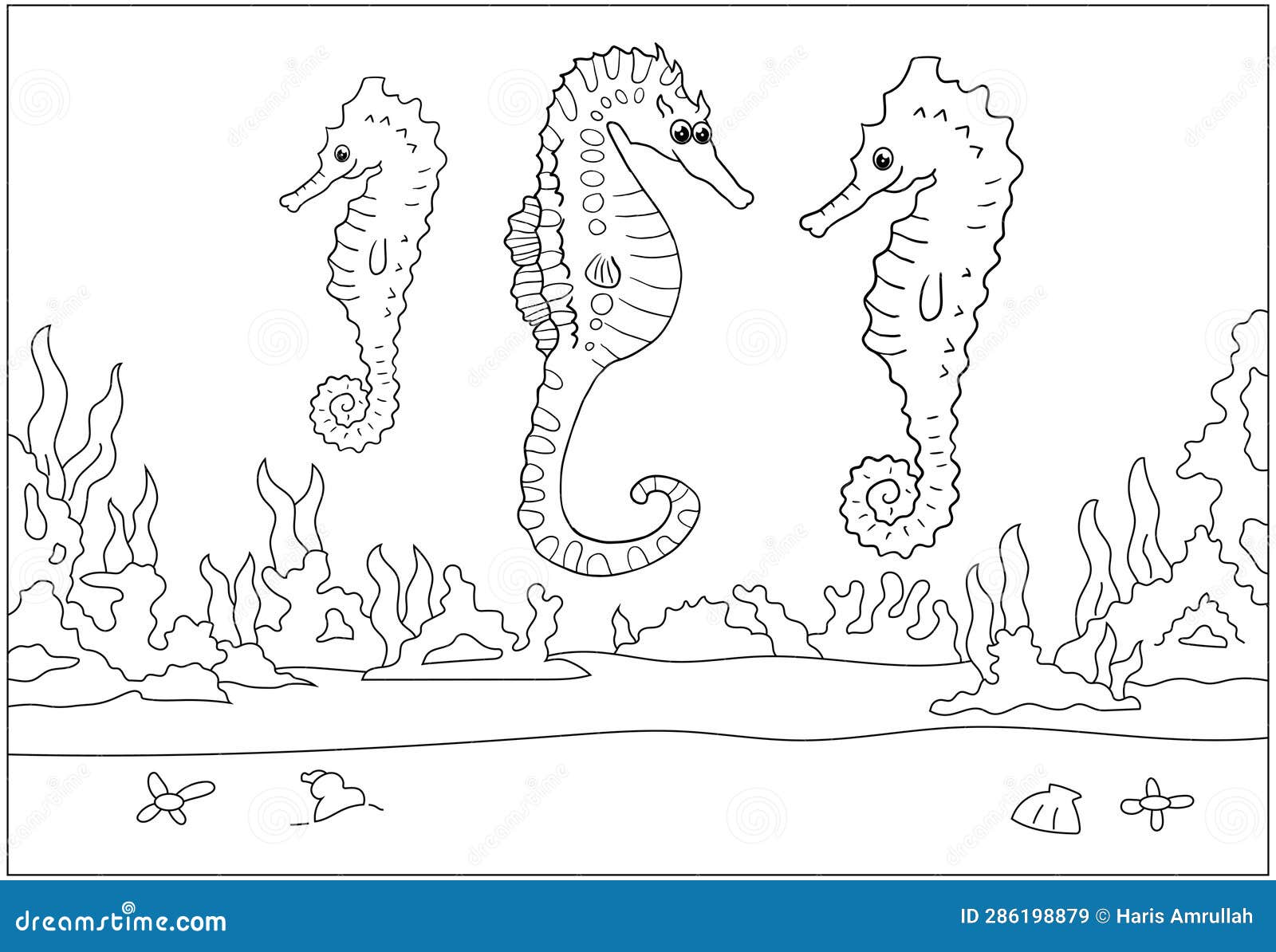 Kids Line Illustration Coloring Sea Animals Stock Vector - Illustration ...