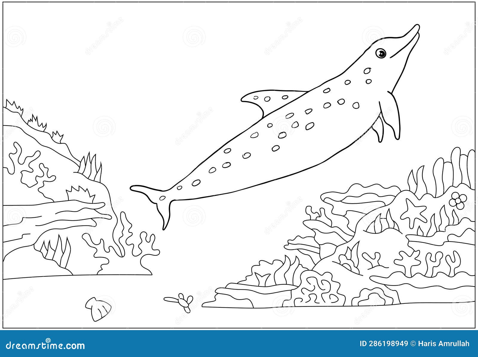Kids Line Illustration Coloring Sea Animals Stock Vector - Illustration ...