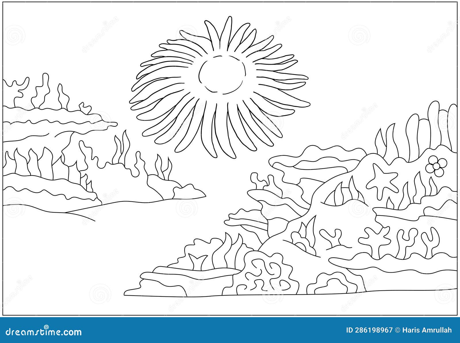 Kids Line Illustration Coloring Sea Animals Stock Vector - Illustration ...