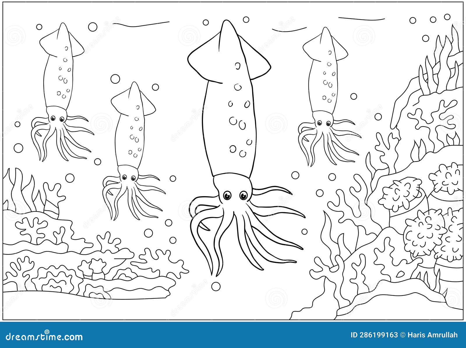 Kids Line Illustration Coloring Sea Animals Stock Vector - Illustration ...