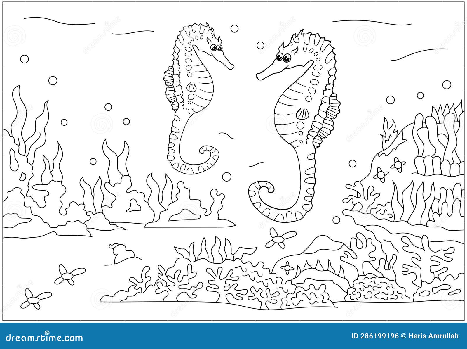 Kids Line Illustration Coloring Sea Animals Stock Vector - Illustration ...