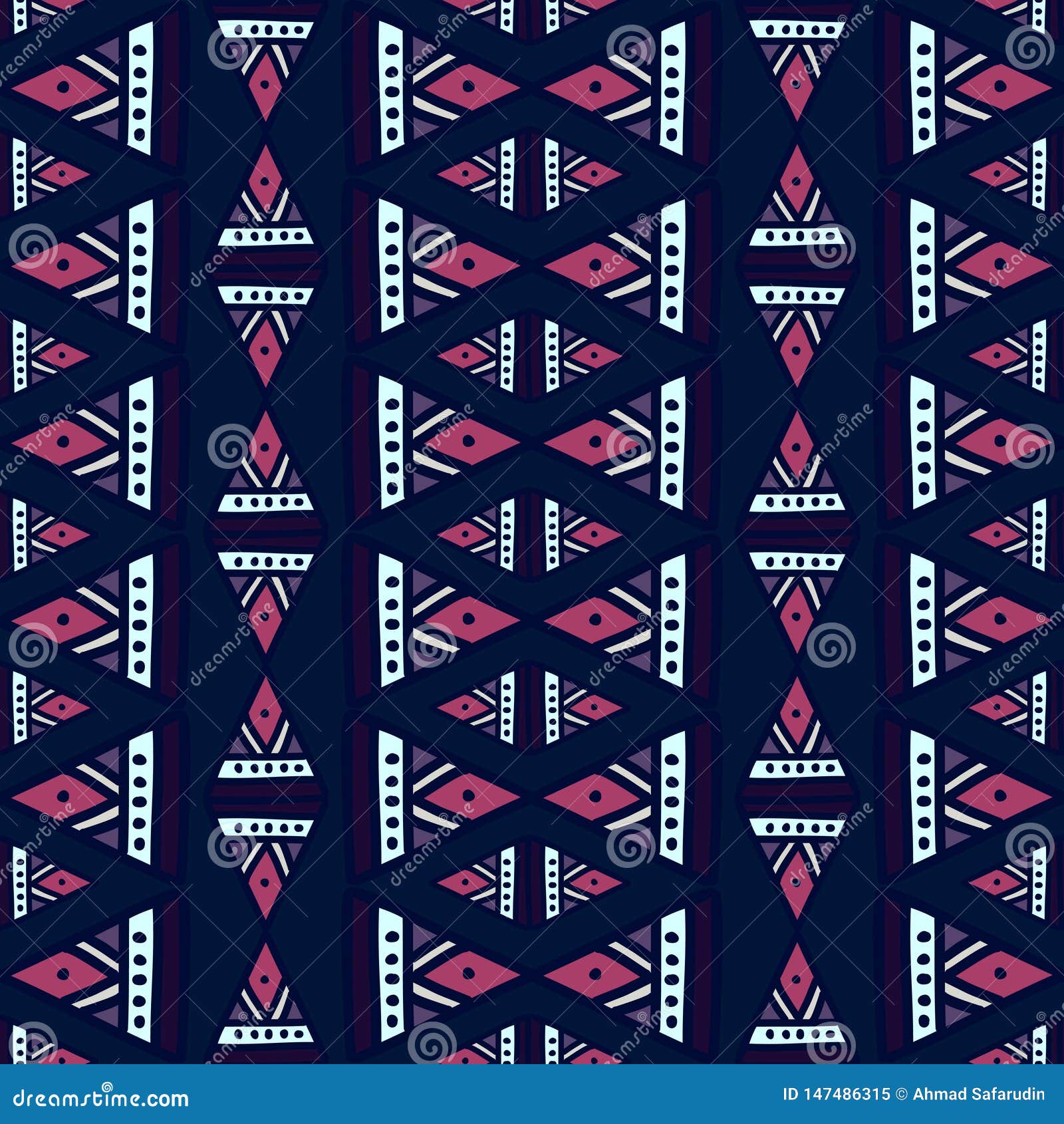 Ikat Geometric Pattern With Tribal Background Vector Texture Seamless