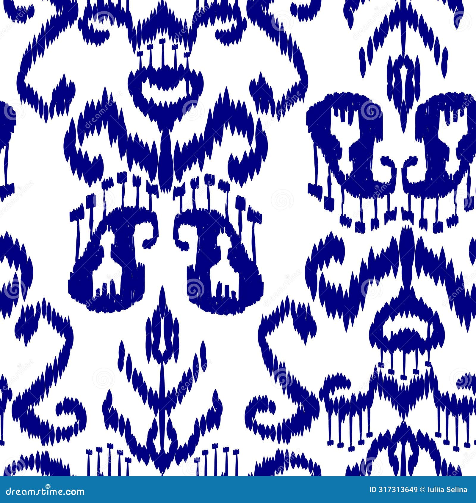 Ikat Ogee Background - Ethnic Folk Seamless Pattern Stock Vector ...