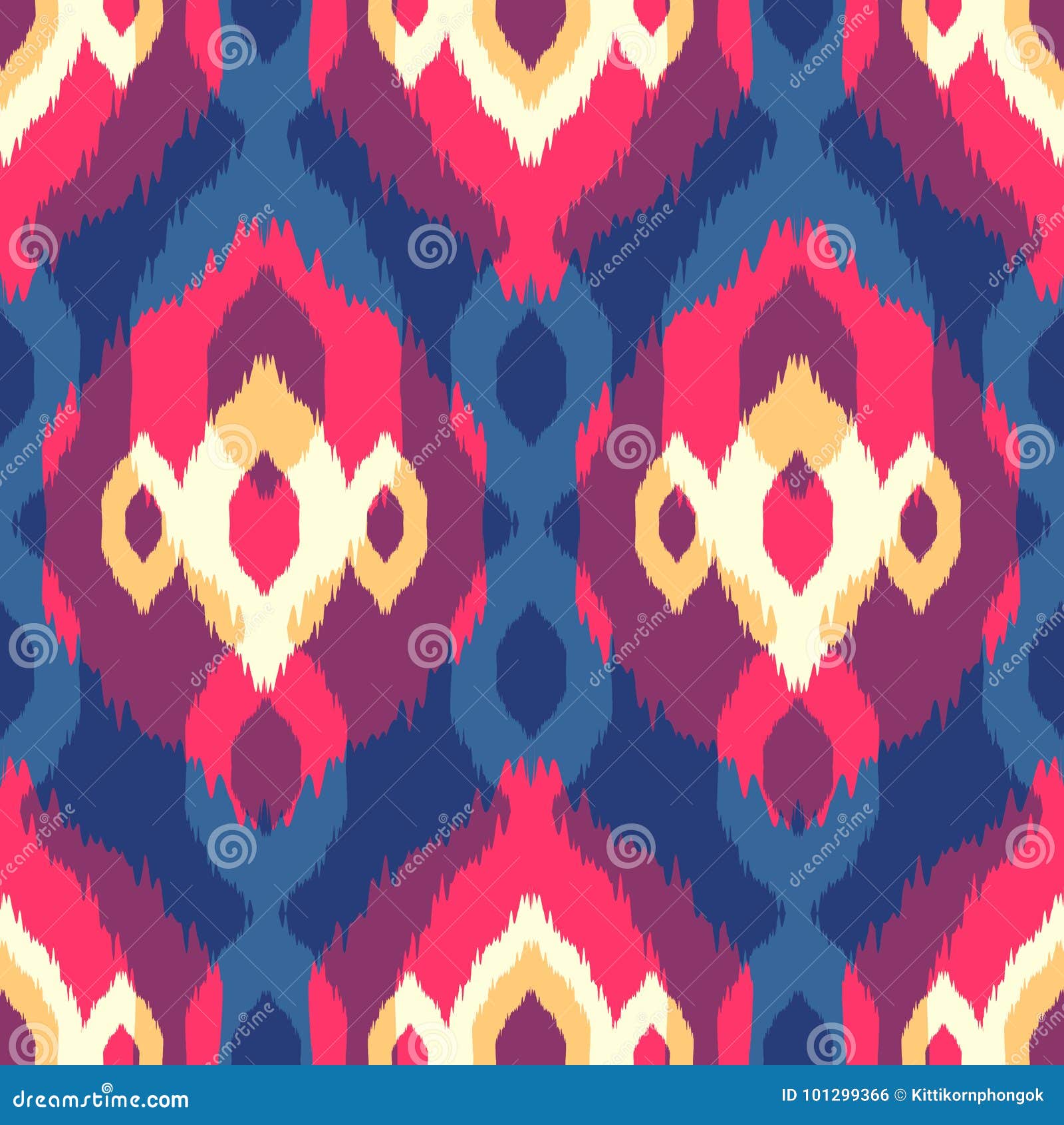 Ikat Seamless Pattern Design for Fabric Stock Illustration ...