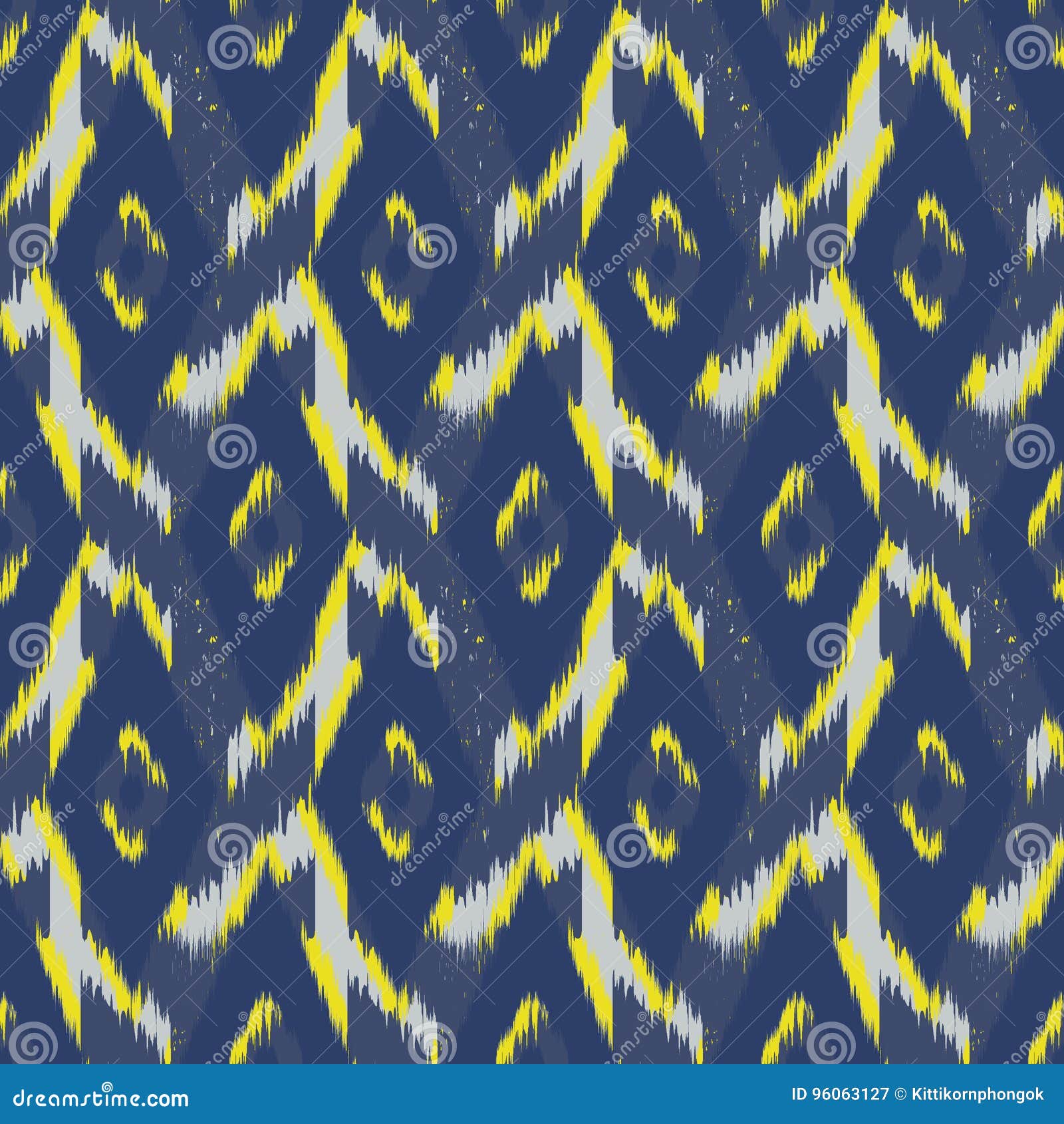 Ikat Seamless Pattern Design for Fabric Stock Illustration ...