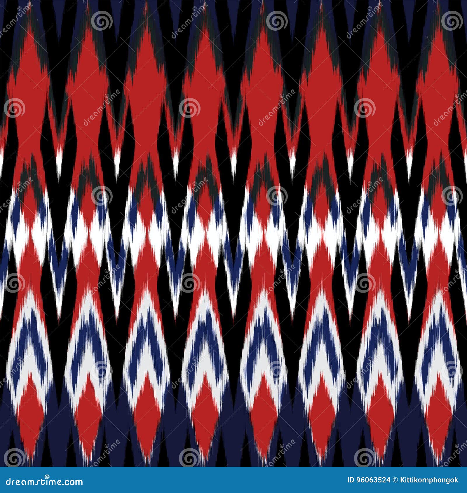Ikat Seamless Pattern Design for Fabric Stock Illustration ...
