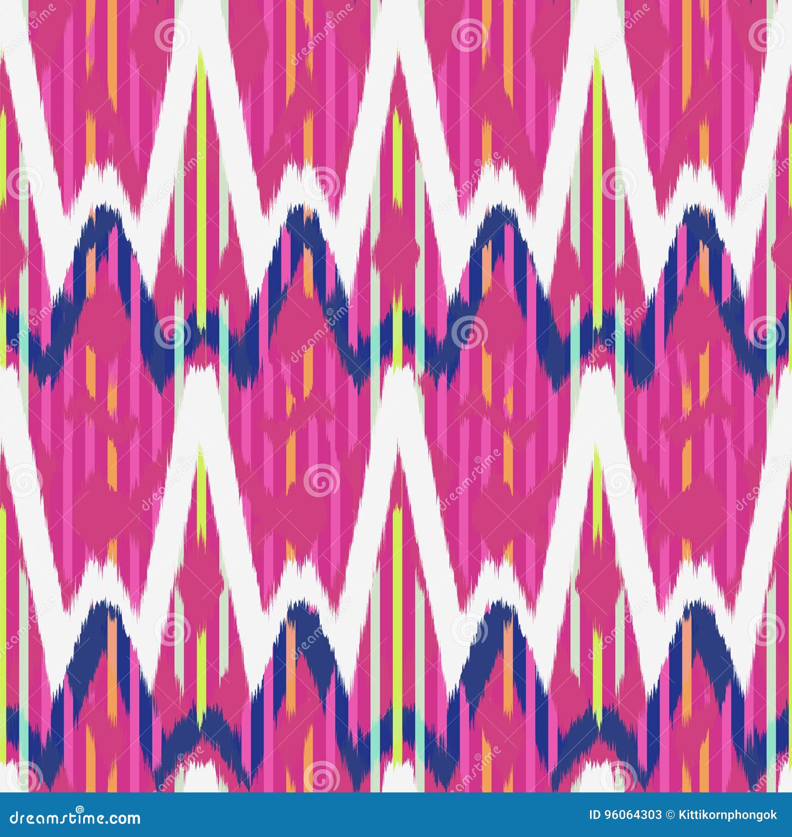 Ikat Seamless Pattern Design for Fabric Stock Illustration ...