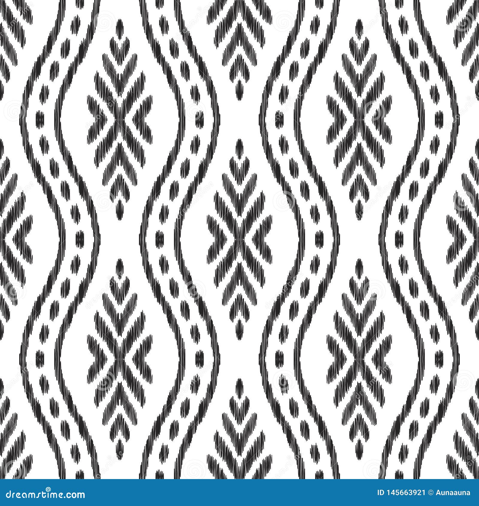 Ikat seamless pattern. stock vector. Illustration of design - 145663921