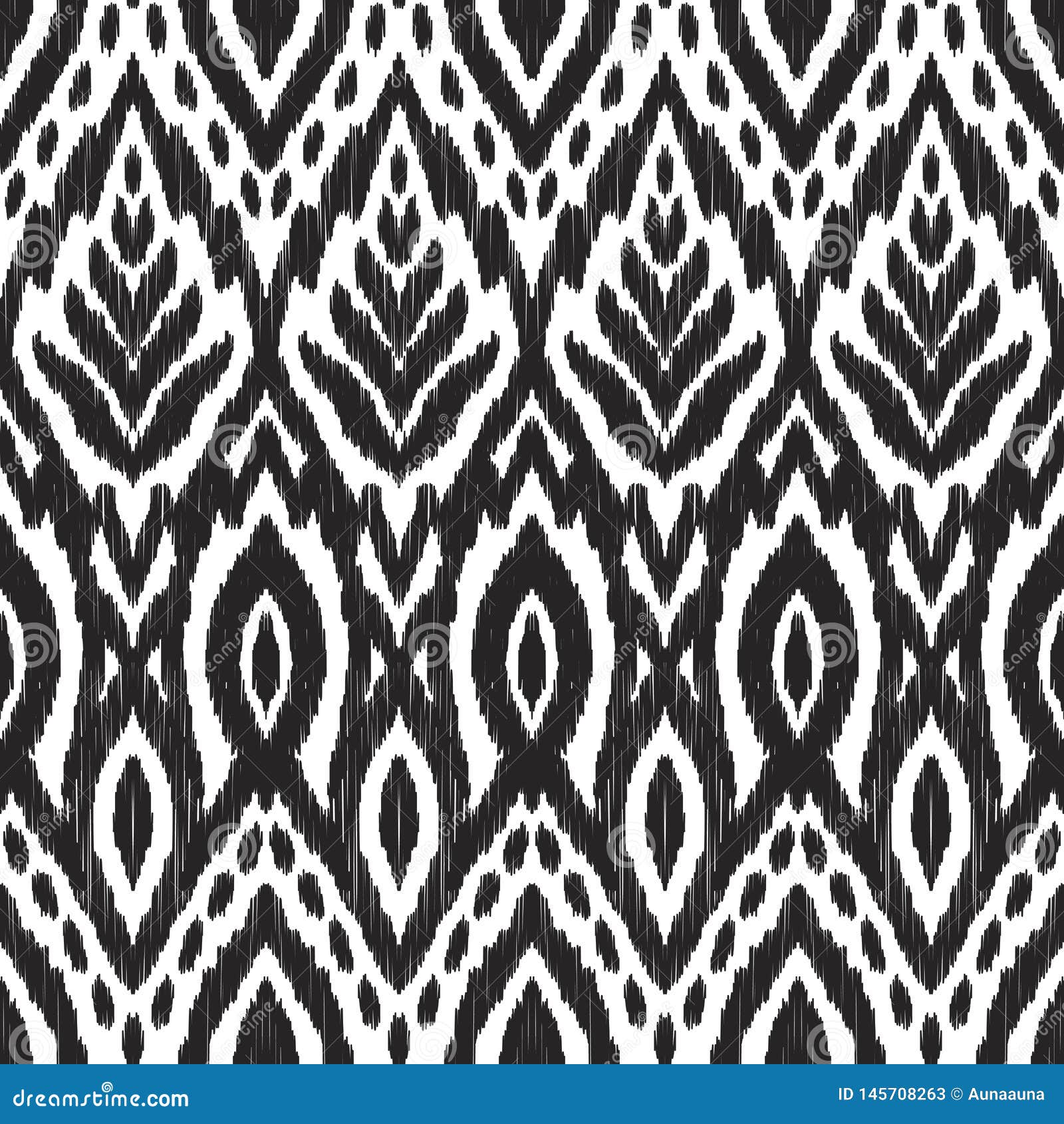 Ikat seamless pattern. stock vector. Illustration of elegant - 145708263