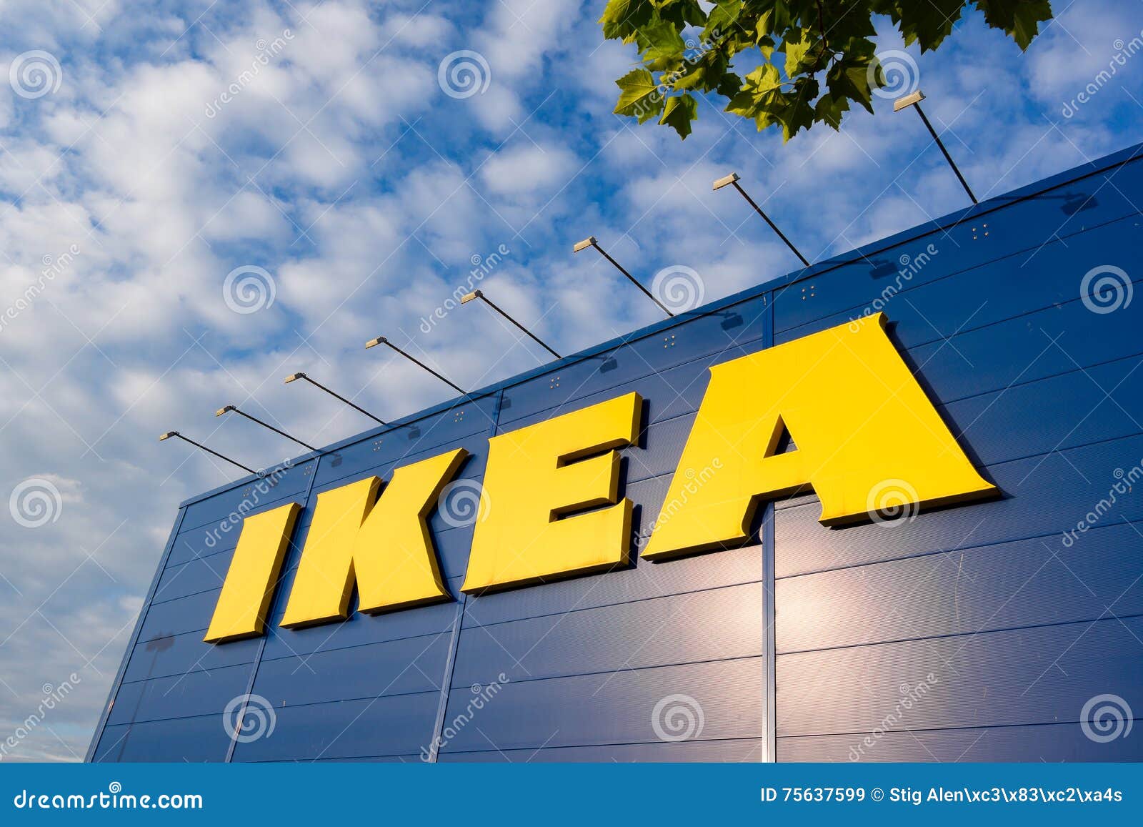 IKEA sign against blue sky editorial stock image. Image of furniture ...