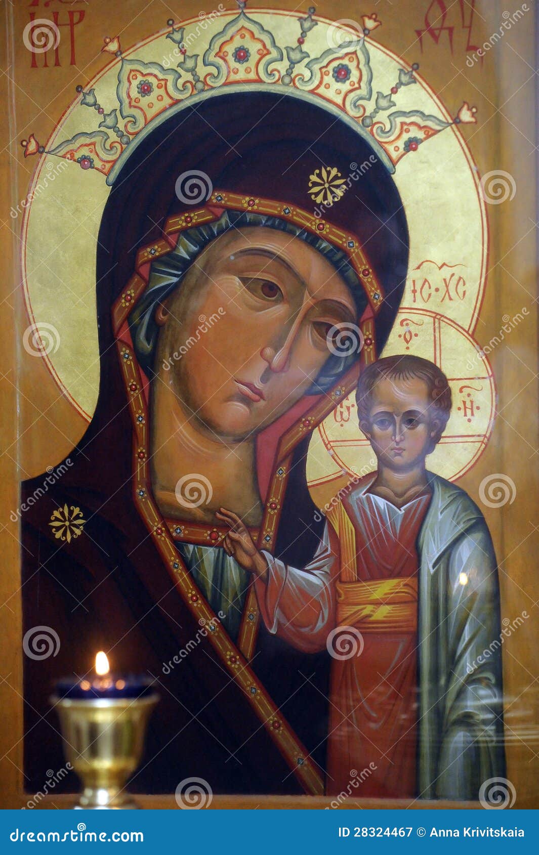 Ikone Der Mutter Des Gottes Und Des Jesus Christus Stockbild - Bild von ...