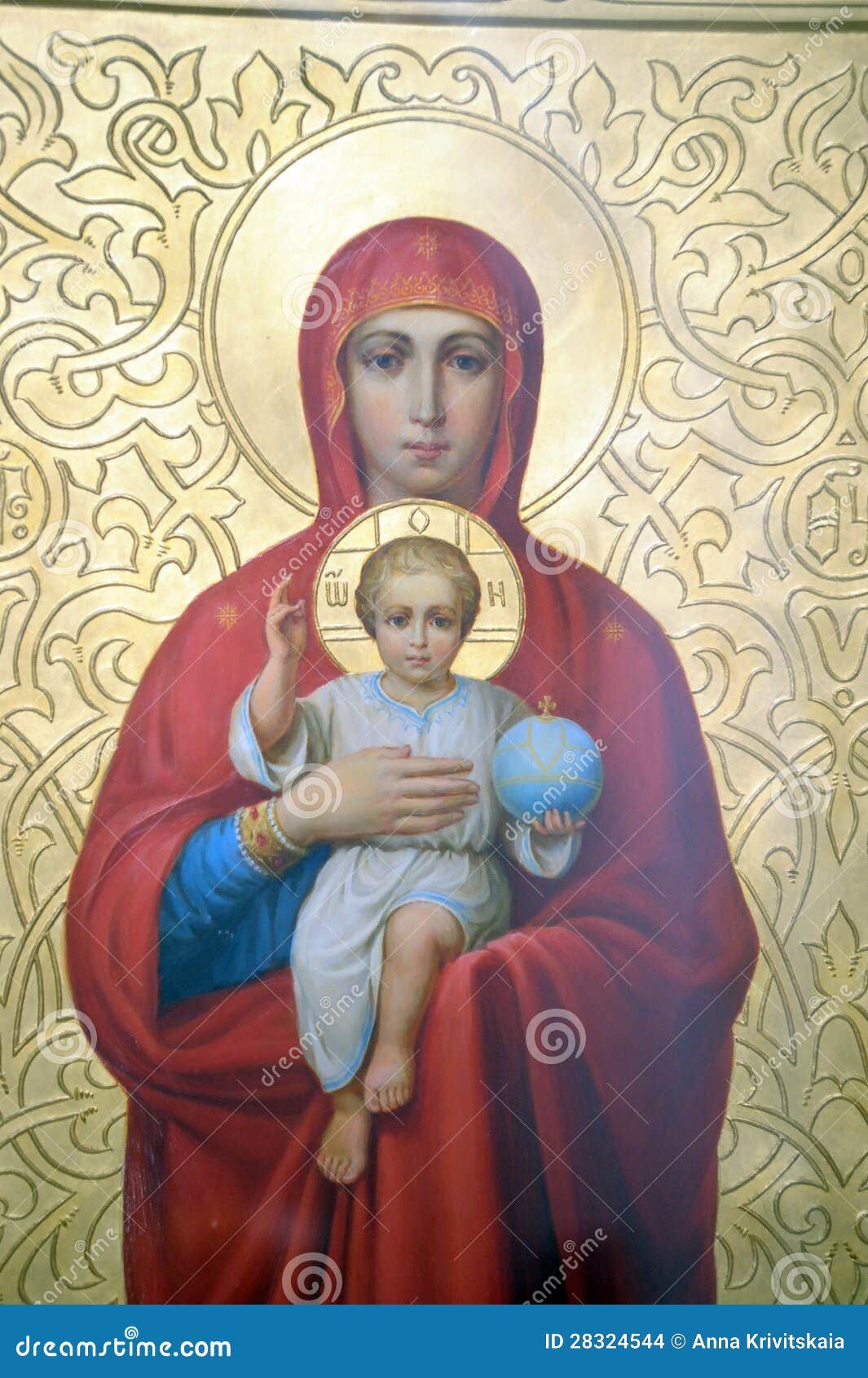 Ikone Der Mutter Des Gottes Und Des Jesus Christus Stockfoto - Bild von ...