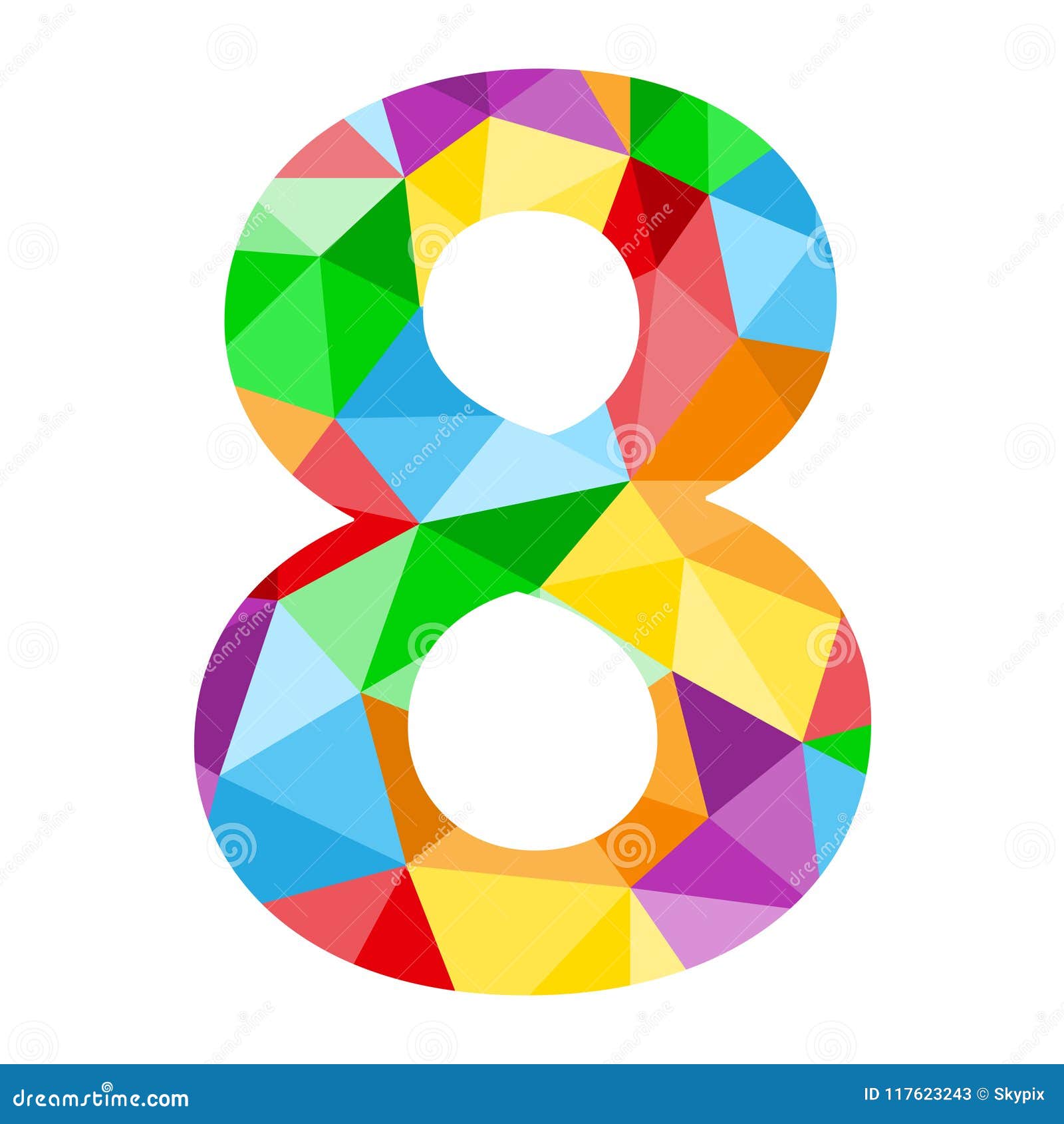 Ikone Der Nr. 8 Mit Buntem Polygonmuster Vektor Abbildung ...