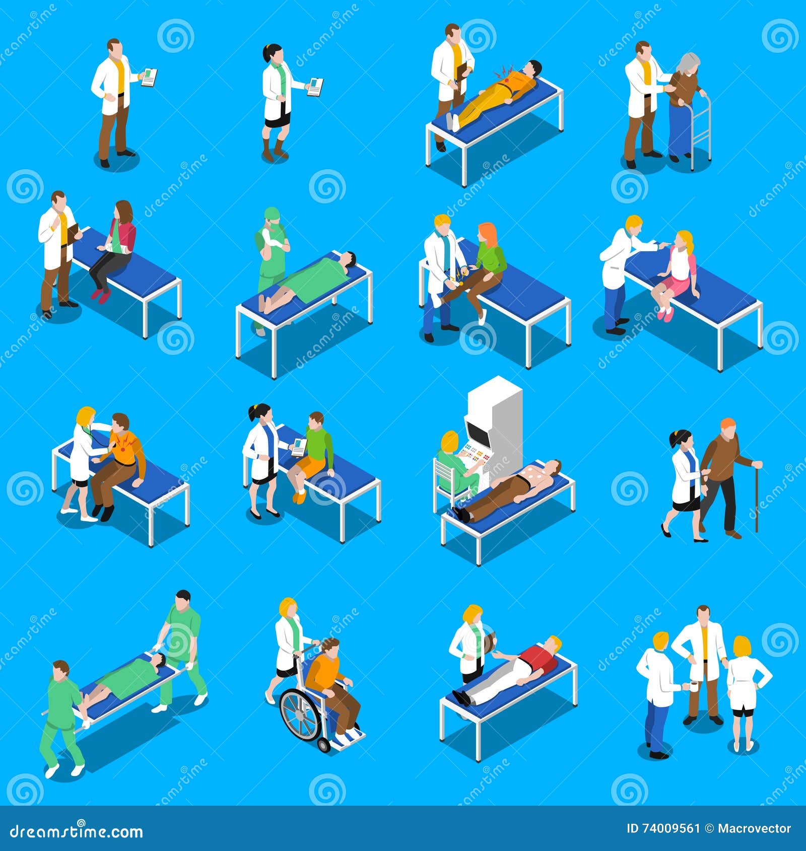Ikonen Doktor-Patient Communication Isometric Eingestellt Vektor ...