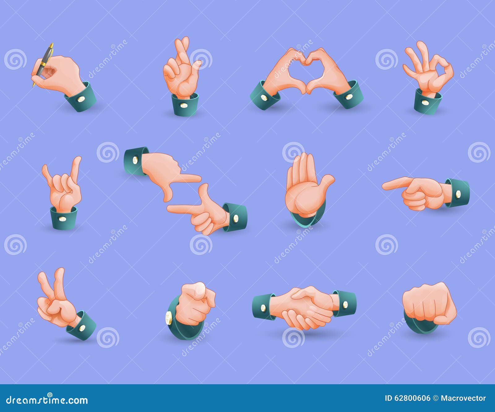 Ikonen-Satz Handzeichen vektor abbildung. Illustration von hand - 62800606