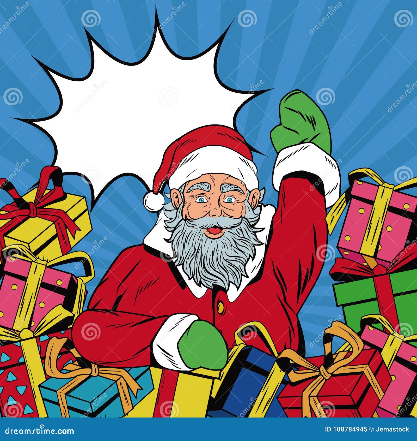 Il Babbo Natale Con Pop Art Di Natale Dei Regali Illustrazione ...