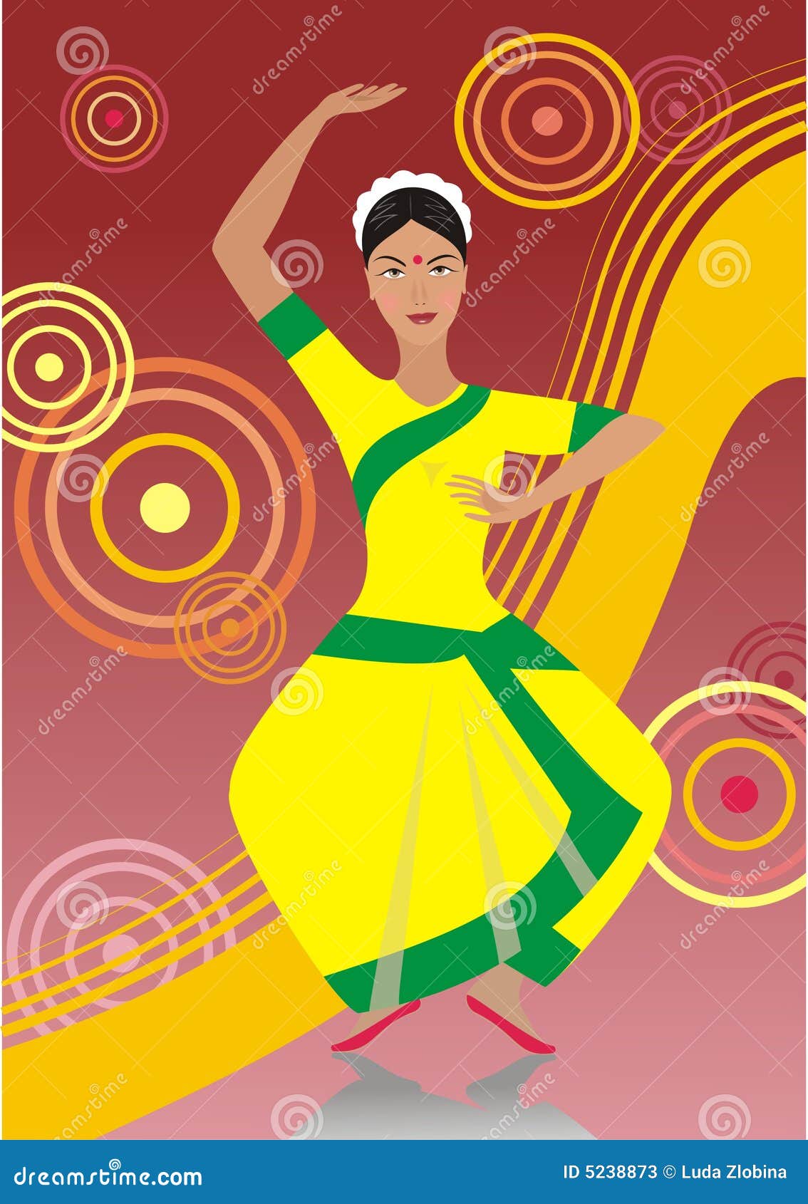 Il Ballo Della Donna Indiana Illustrazione Vettoriale - Illustrazione ...