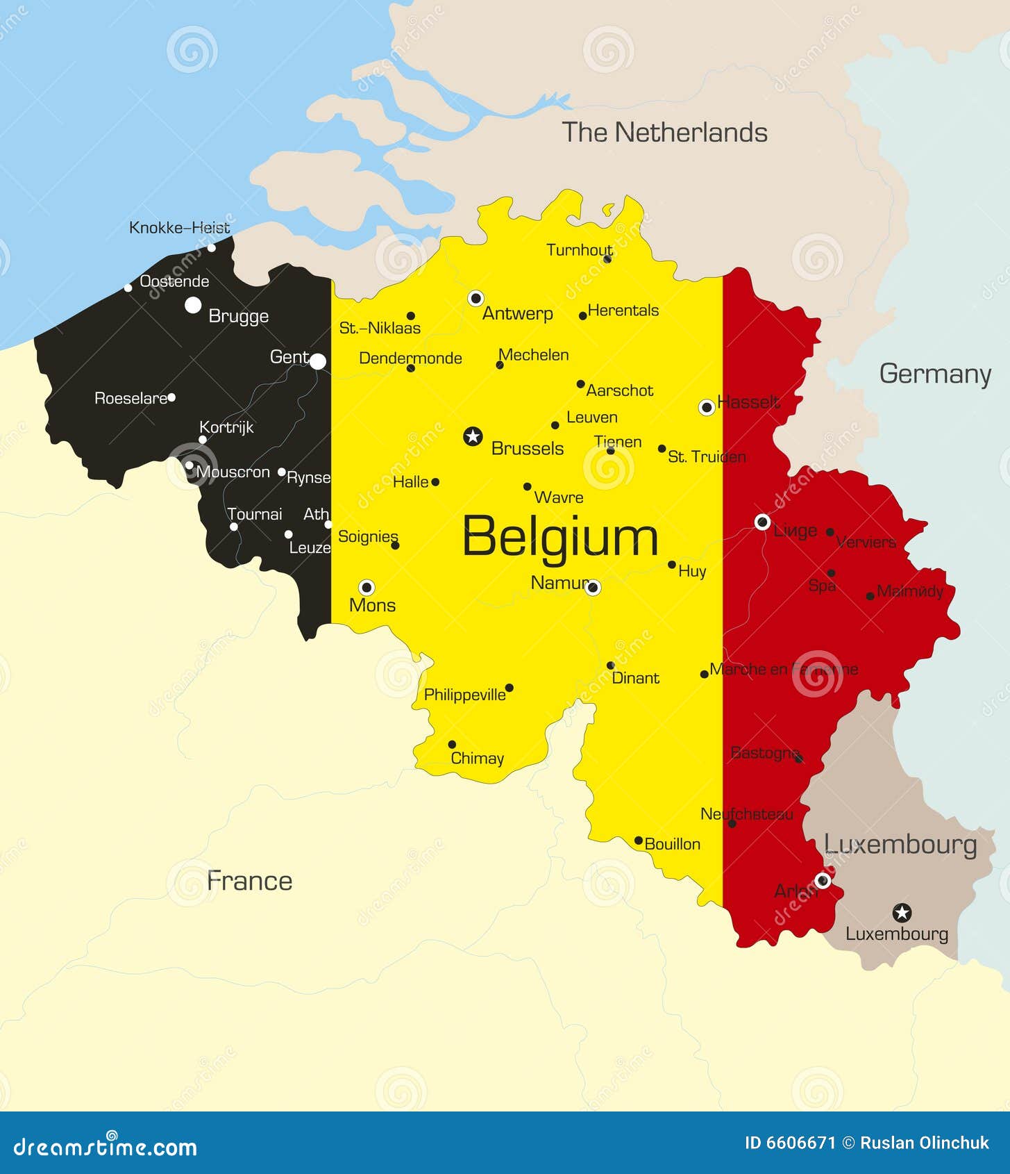 Il Belgio illustrazione vettoriale. Illustrazione di lussemburgo - 6606671