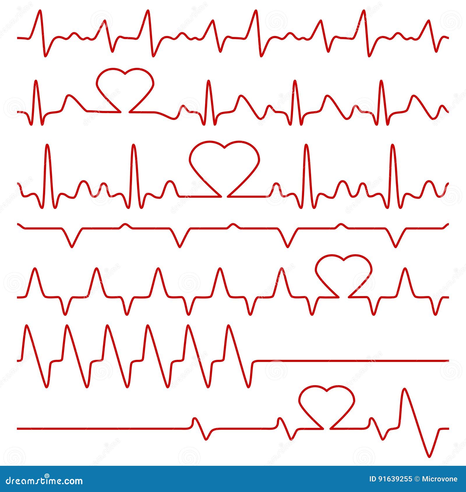 Il Cardiogramma E L'impulso Vector I Simboli Con Forma Del Cuore ...