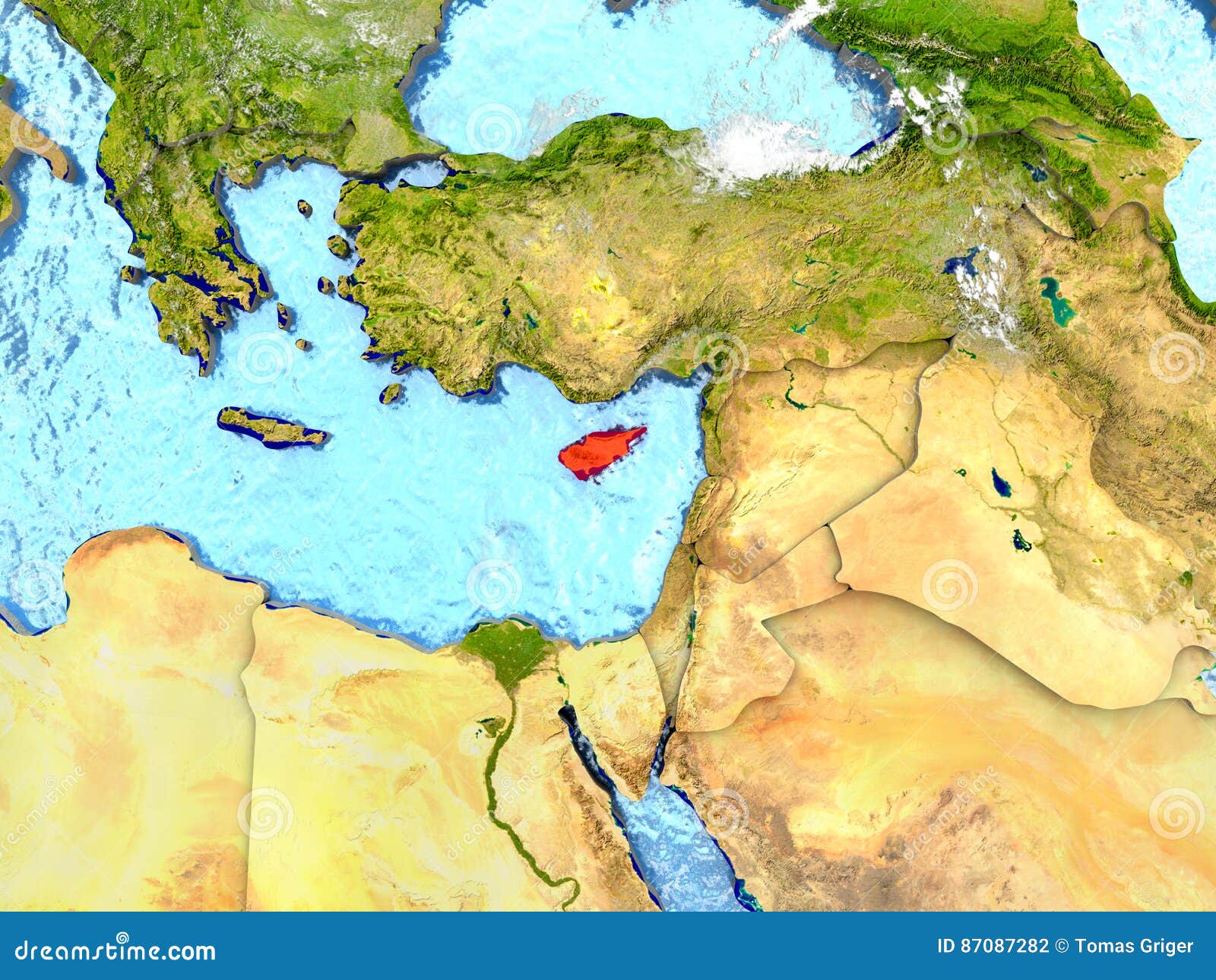 Il Cipro Sulla Mappa Con Le Nuvole Illustrazione di Stock ...