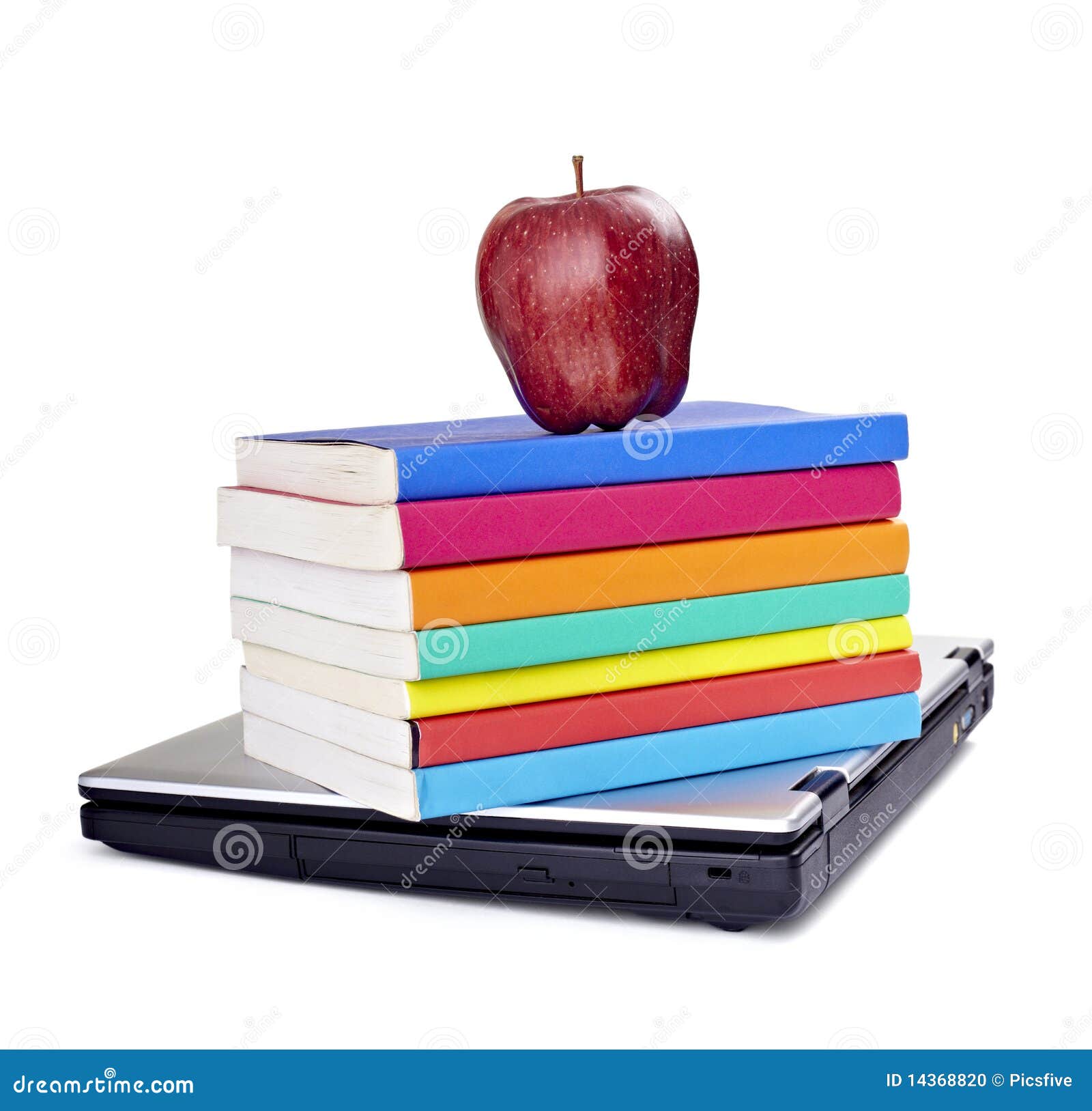 Il Computer Portatile Prenota La Mela Fotografia Stock - Immagine di ...