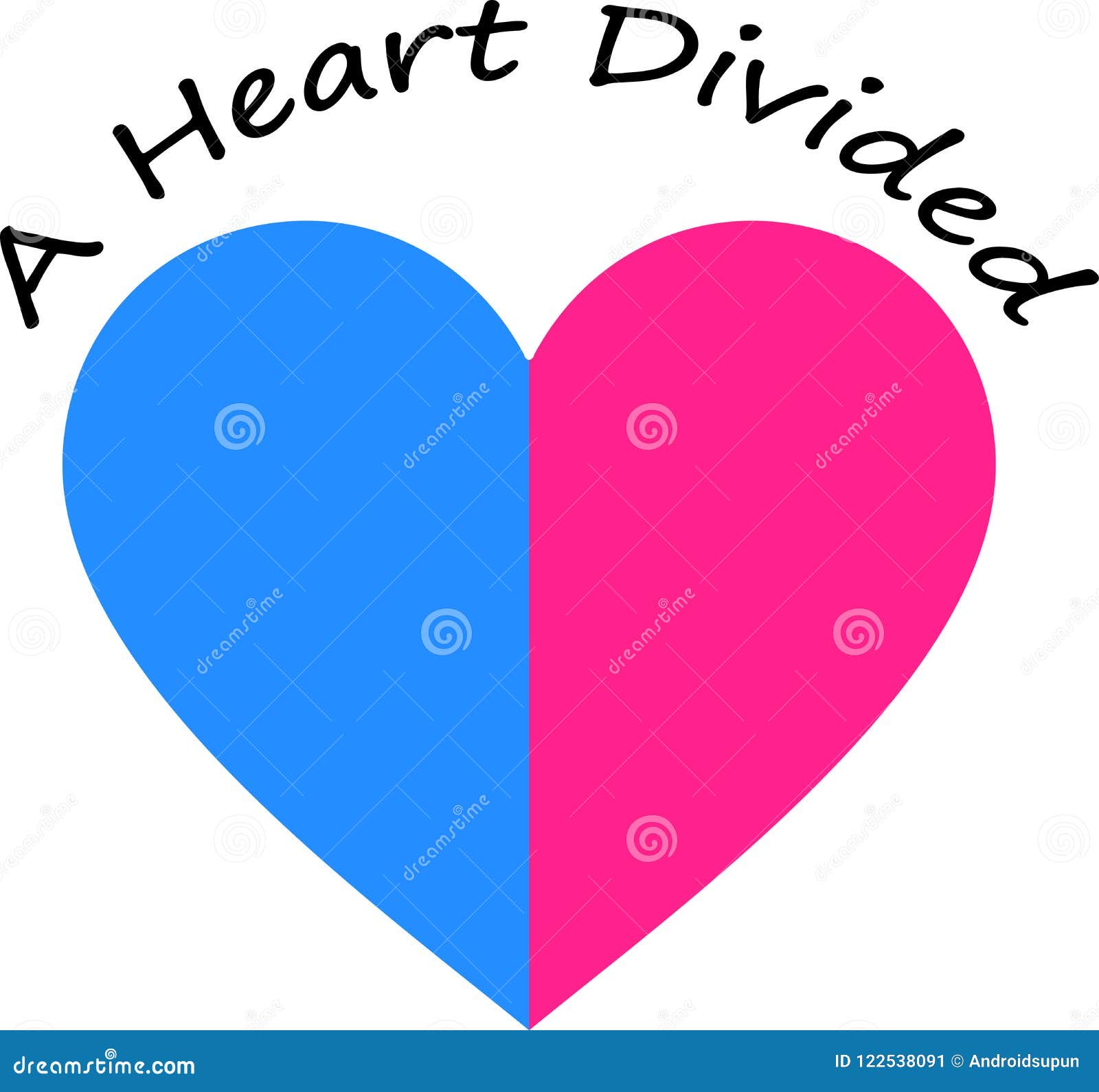 Il Cuore Ha Diviso Un Cuore Di Due Colori Illustrazione Vettoriale ...