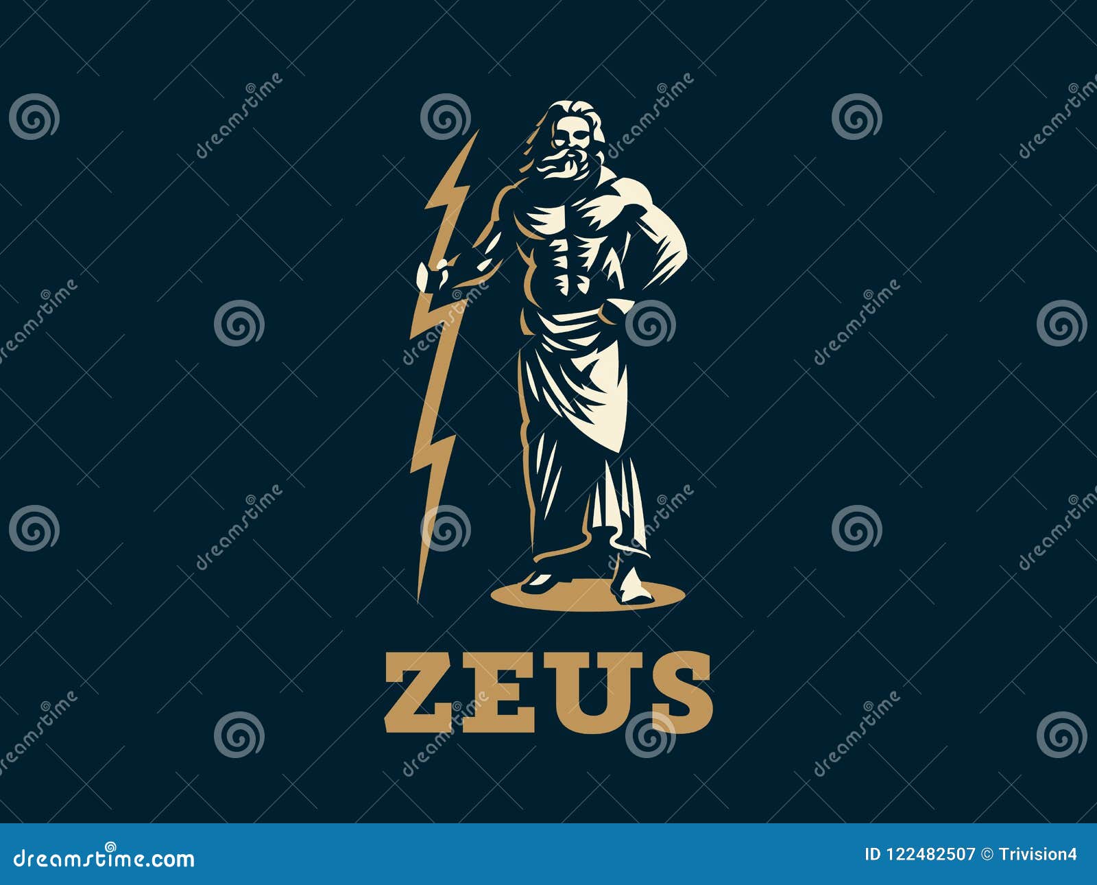Il Dio Greco Zeus Zeus Sta Con Fulmine in Sue Mani Illustrazione ...