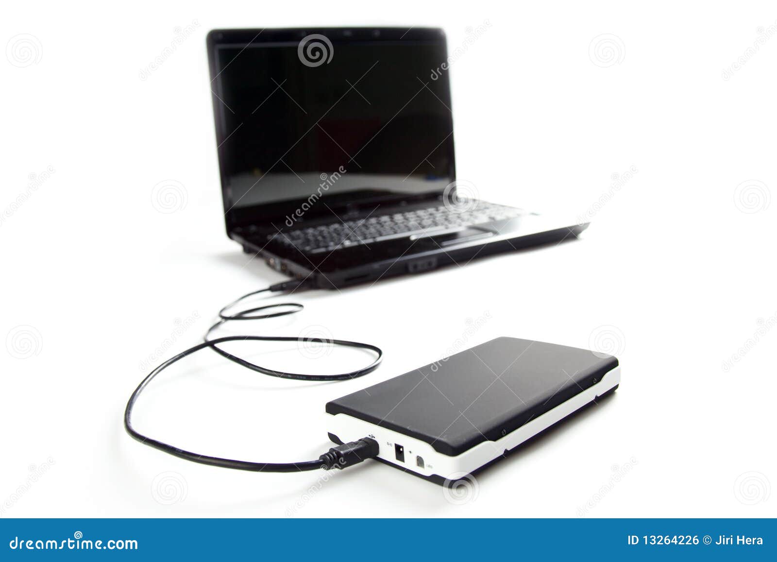 Il Disco Fisso Esterno Connette Al Computer Portatile Fotografia Stock ...