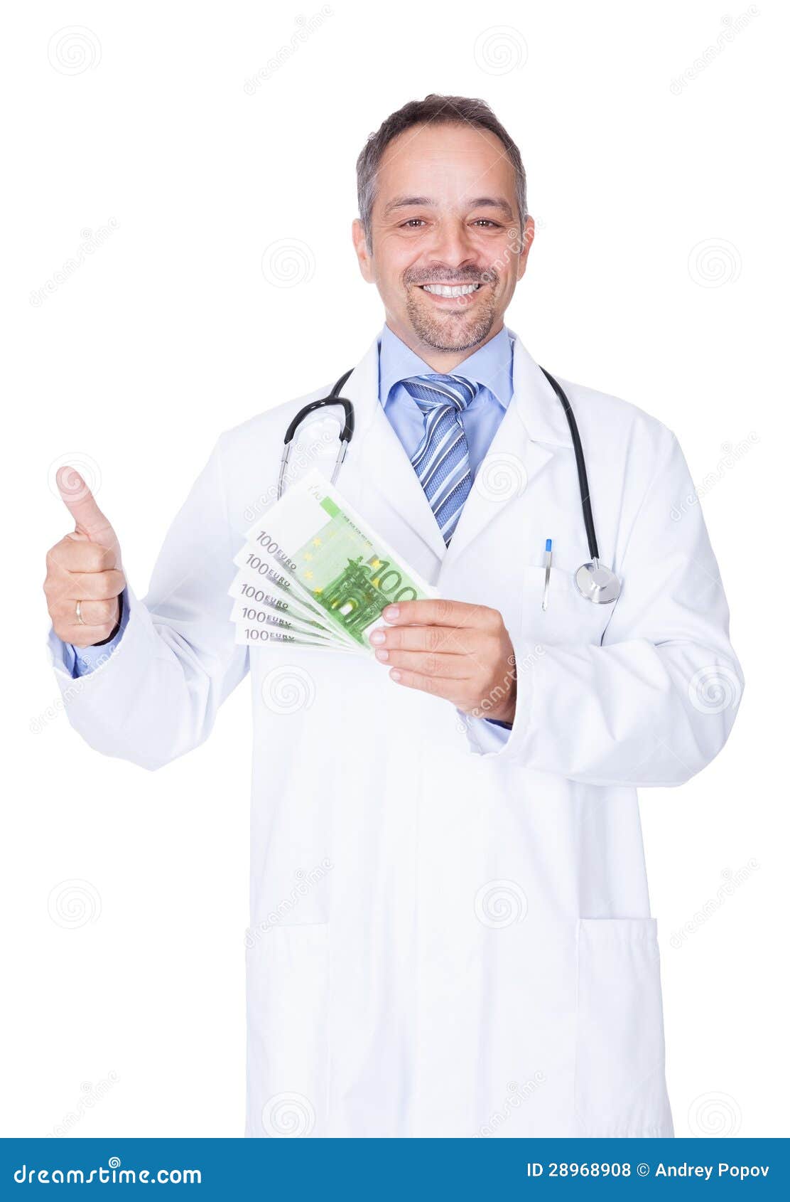 Il Dottore Felice Holding Euro Notes Fotografia Stock - Immagine di ...