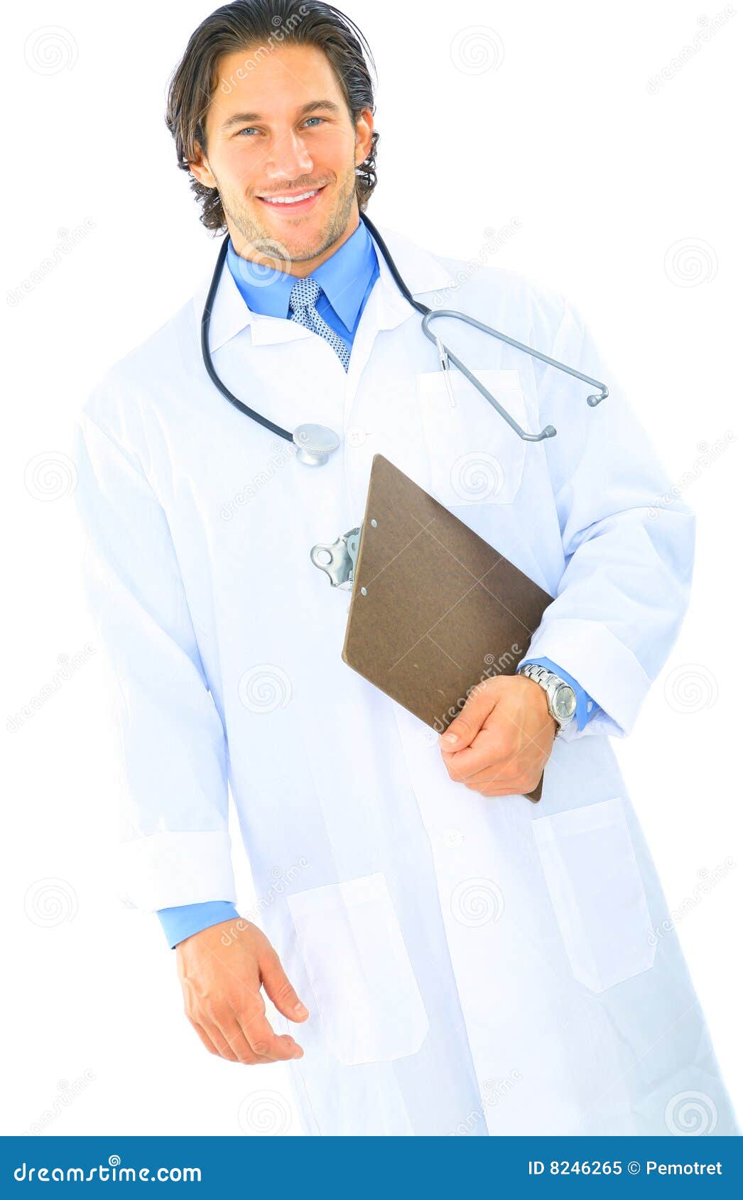 Il Giovane Dottore Felice Holding Report Immagine Stock - Immagine di ...