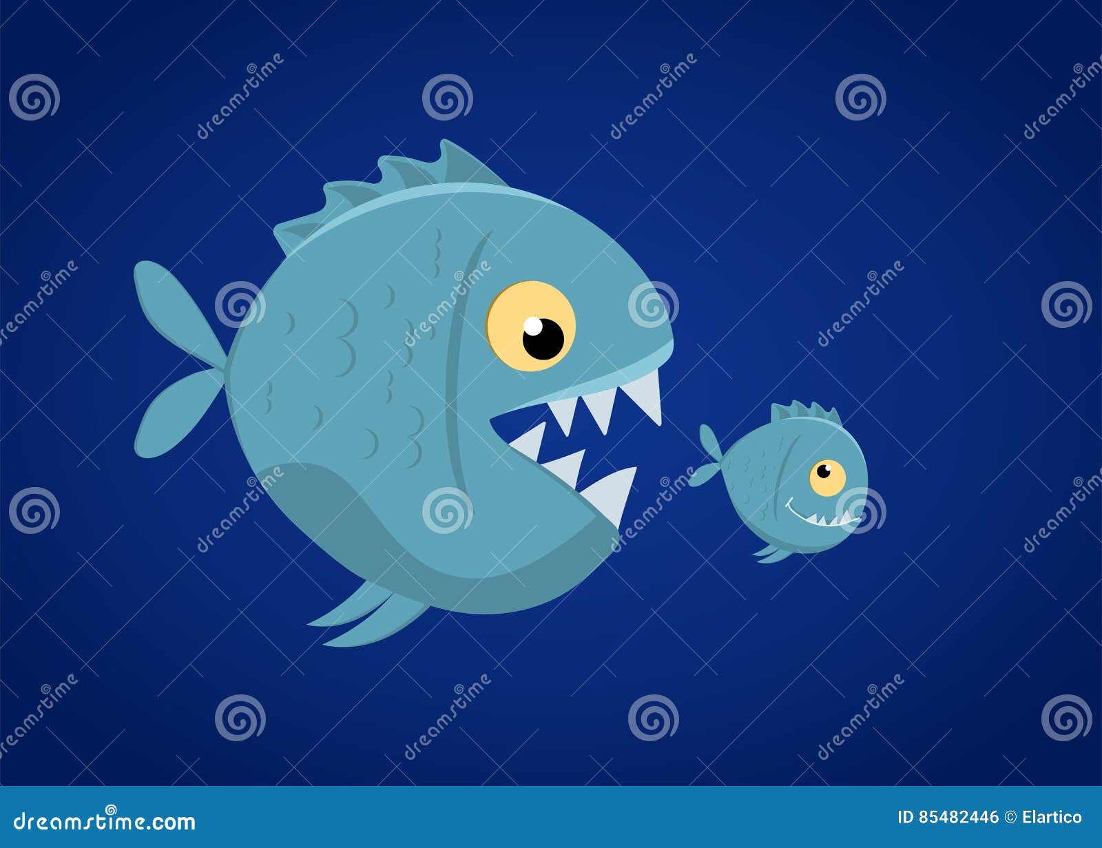 Il Grande Pesce Mangia Il Piccolo Pesce Illustrazione Vettoriale ...