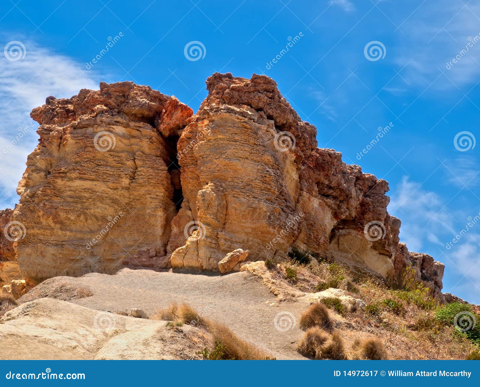 Geologic Fissure On An Orange Mountain Wall, `Fisgas De Ermelo`, Serra ...