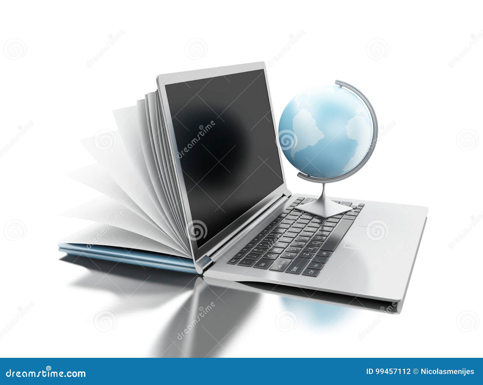 Il Libro Aperto 3d Si Trasforma in Un Computer Portatile Aperto Con Il ...