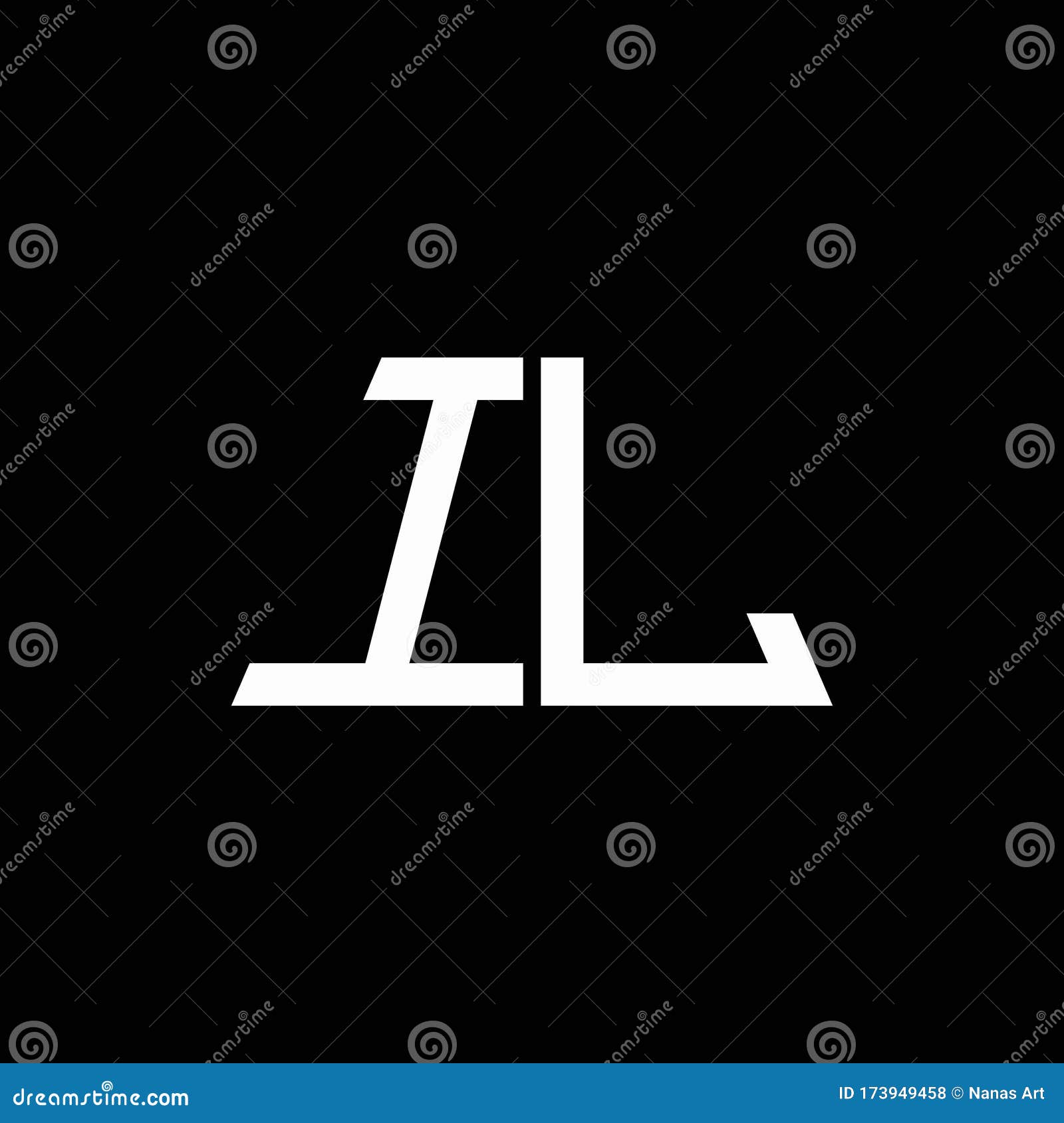 IL Logo Abstract Monogram Isolated on Black Background Stock ...