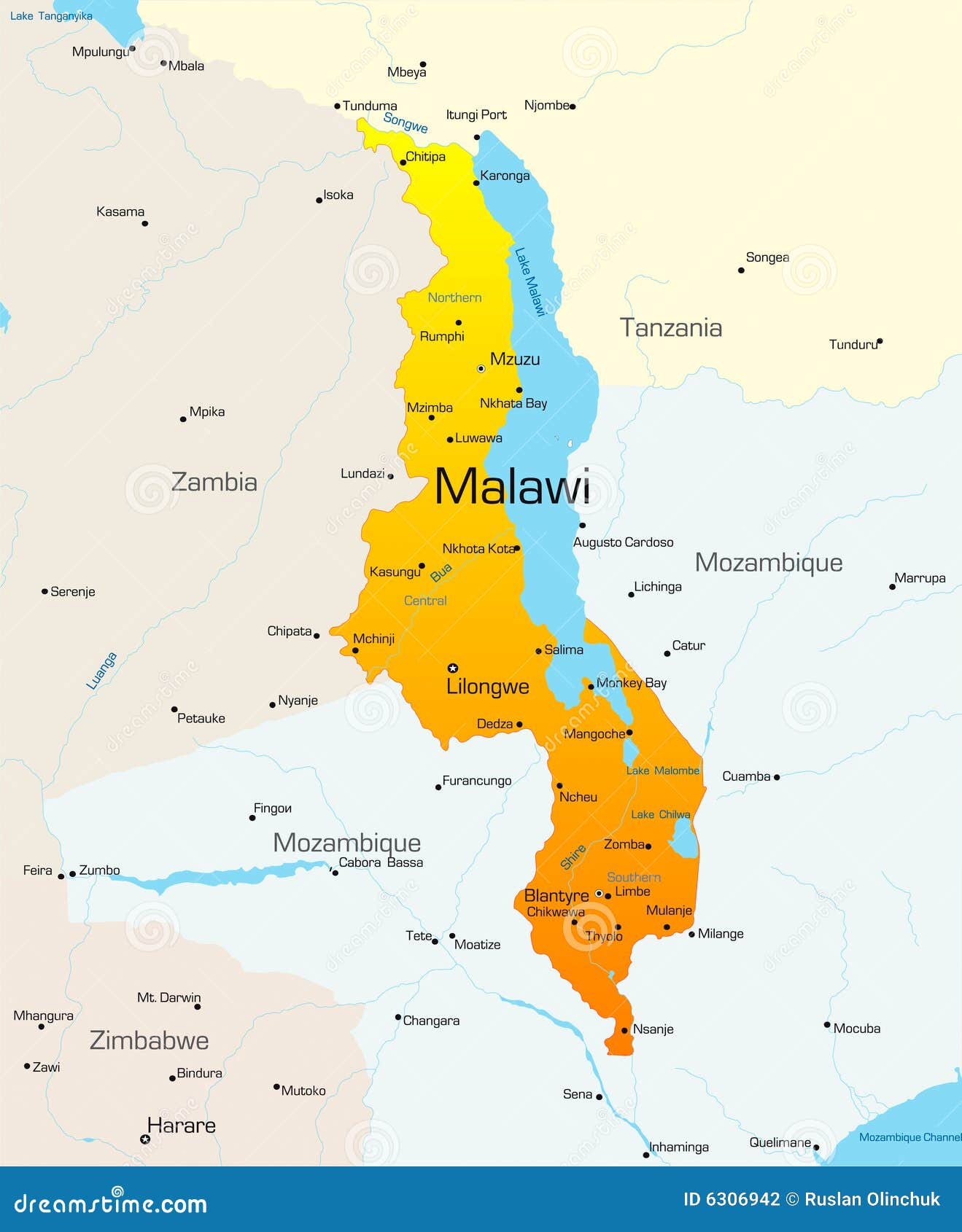 Il Malawi illustrazione vettoriale. Illustrazione di politico - 6306942