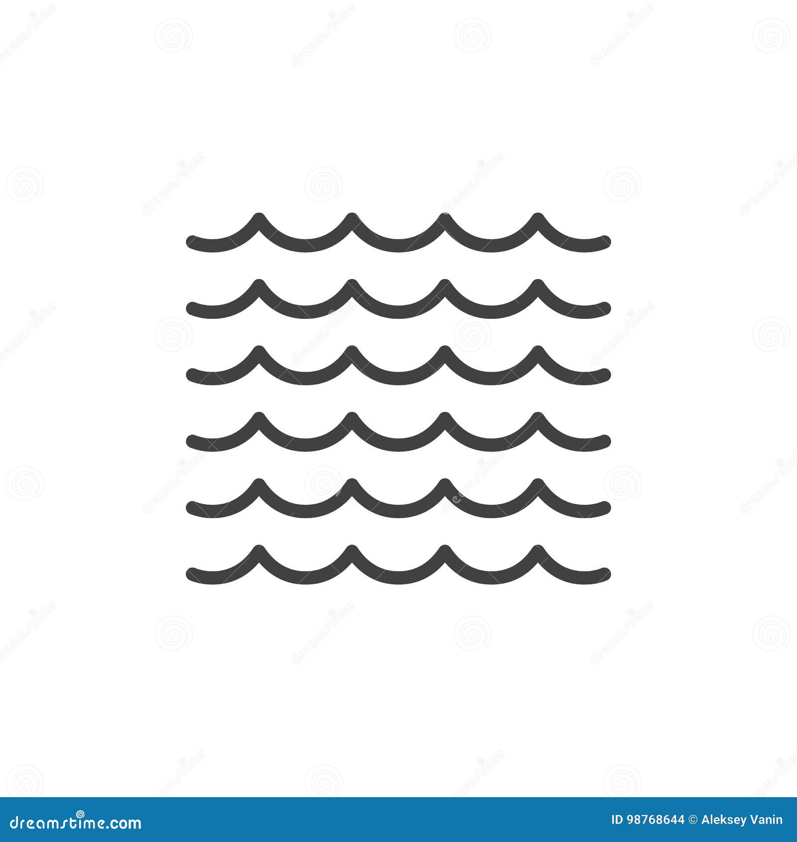 Il Mare Ondeggia La Linea Icona Illustrazione Vettoriale ...