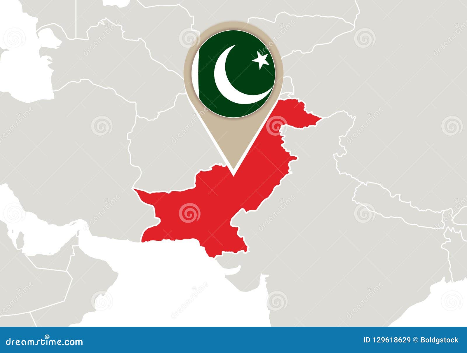Il Pakistan Sulla Mappa Di Mondo Illustrazione Vettoriale ...