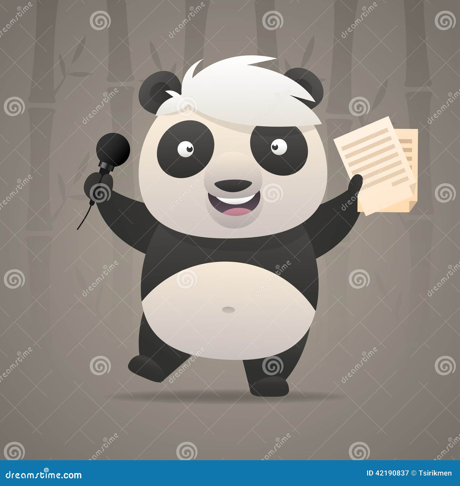 Il Panda Allegro Canta Le Canzoni E Balla Illustrazione Vettoriale ...