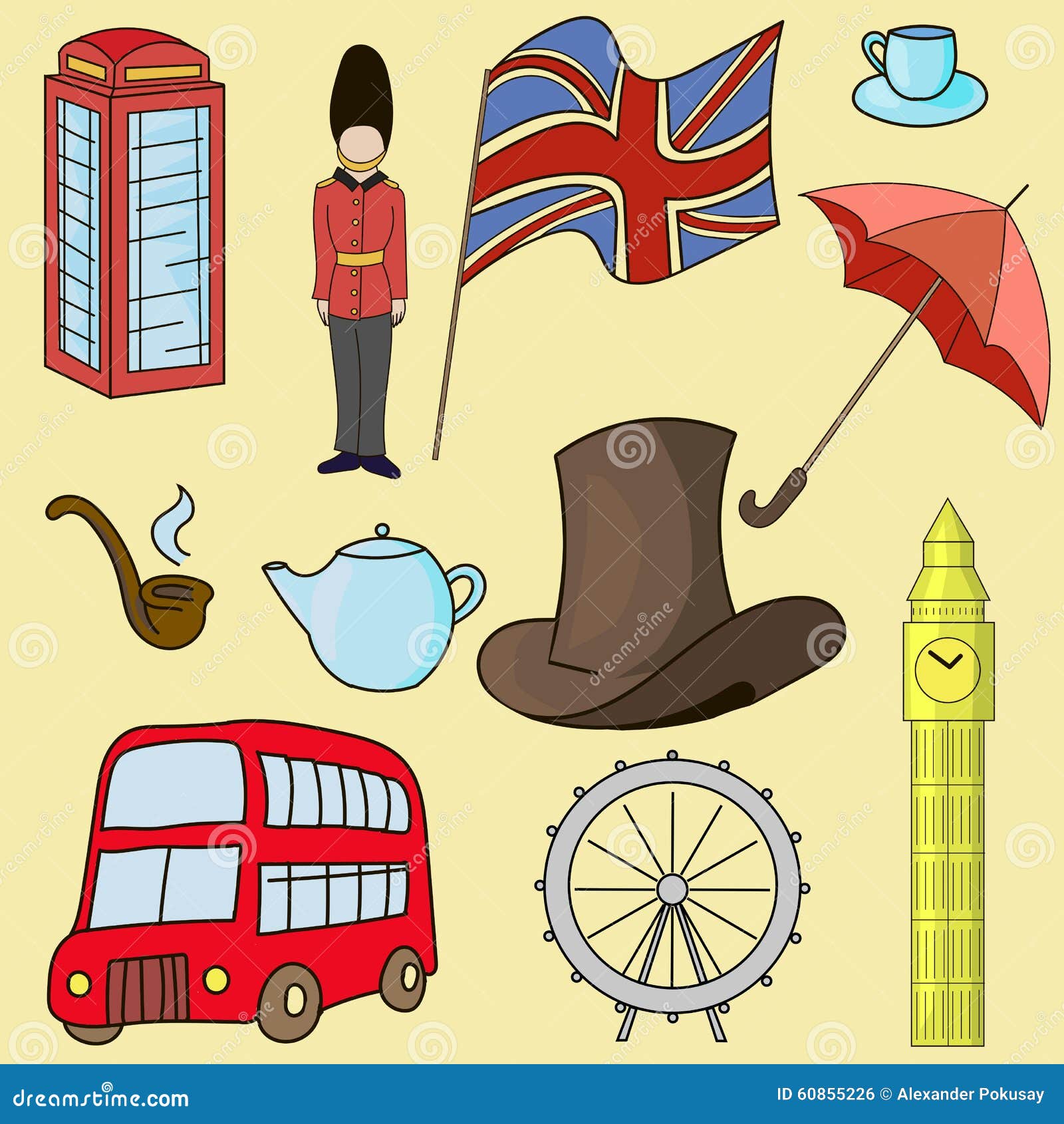 Il Regno Unito Dei Simboli Della Gran Bretagna Illustrazione Vettoriale ...