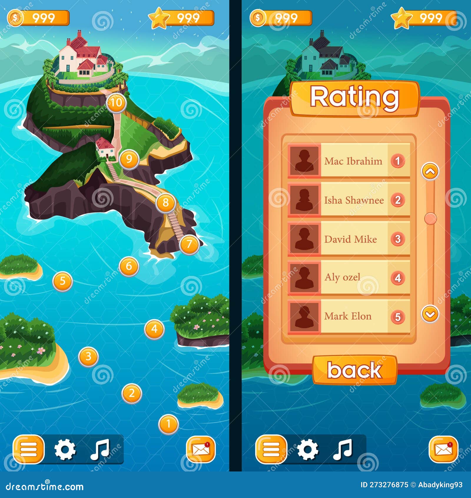 Game Map with Many Levels, Landscape, Ui - Ux Stock Vector ...