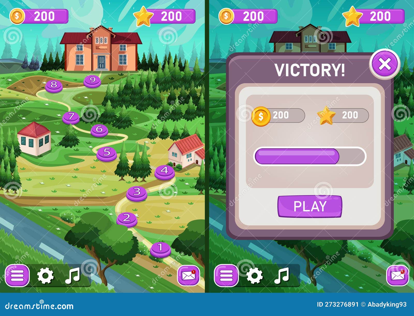 Game Map with Many Levels, Landscape, Ui - Ux Stock Vector ...