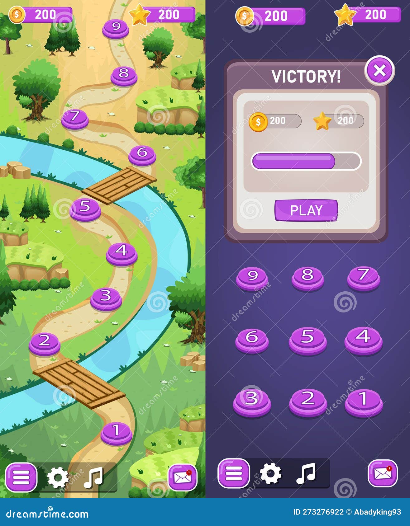 Game Map with Many Levels, Landscape, Ui - Ux Stock Vector ...