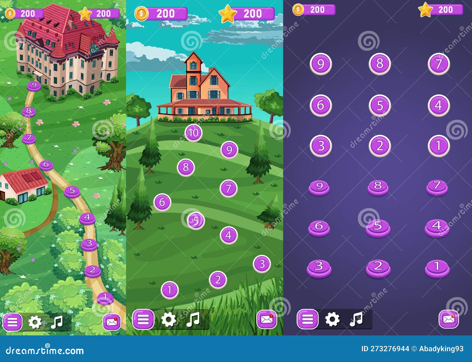 Game Map with Many Levels, Landscape, Ui - Ux Stock Vector ...