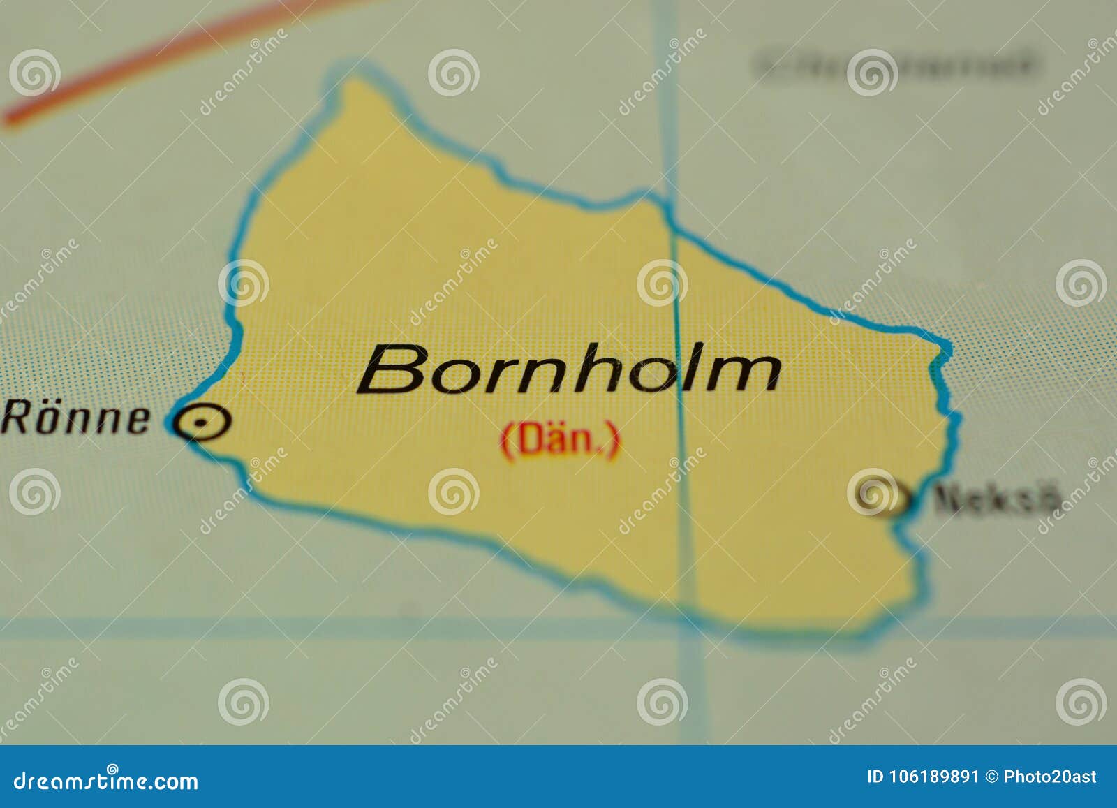 A ilha de BORNHOLM no mapa imagem de stock. Imagem de livre - 106189891