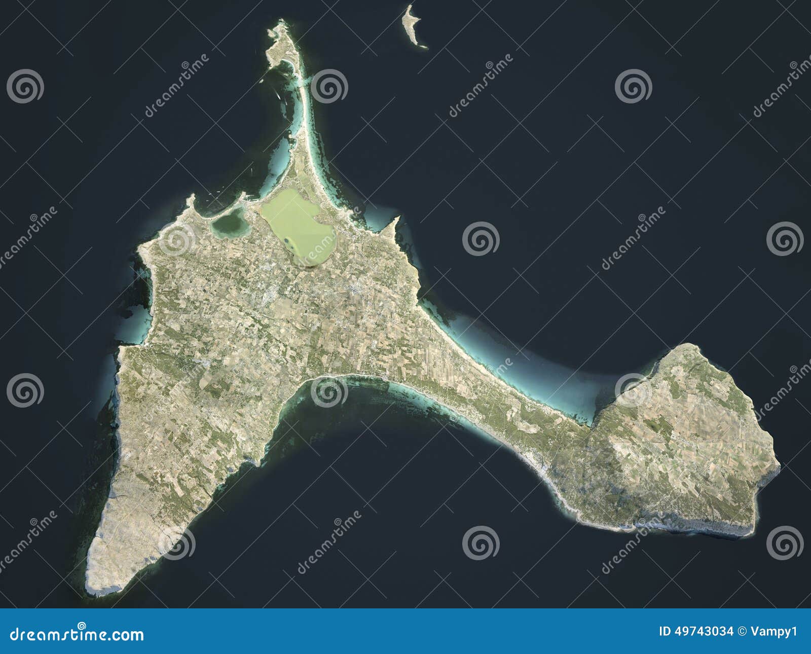 Ilha De Formentera, Mapa Satélite Ilustração Stock - Ilustração de ...