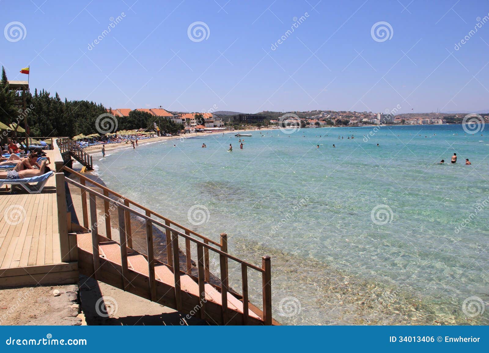Cesme Aegean Sea Ilica Beach Editorial Photo - Image of green, seaside ...